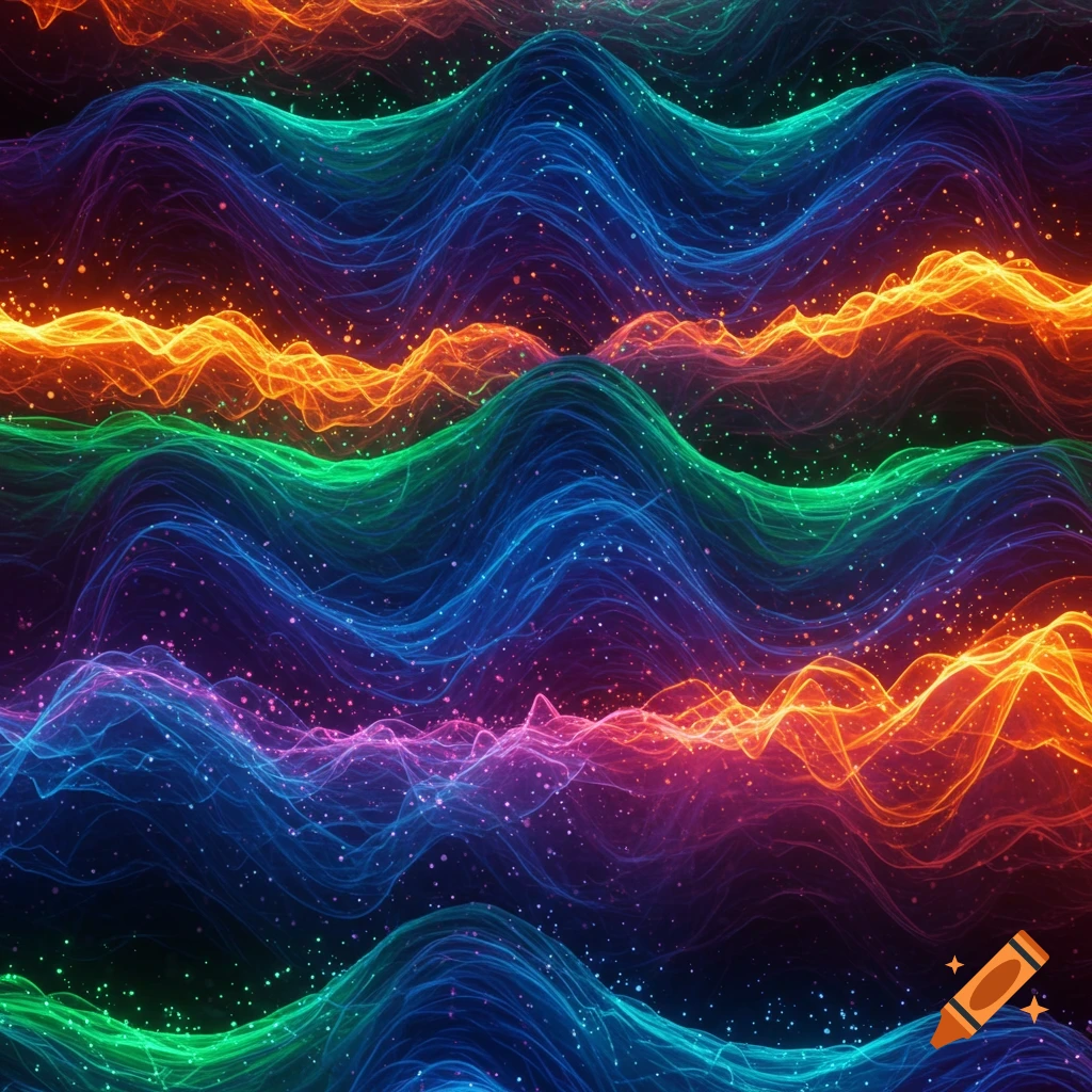 High-contrast black-and-white image of cascading vertical streams of ...