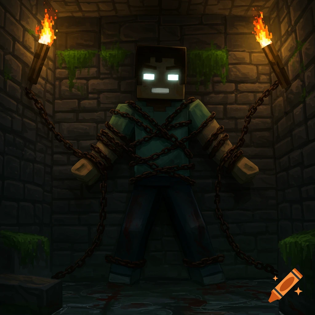 Minecraft's Steve looks into a glowing treasure chest while an Enderman ...