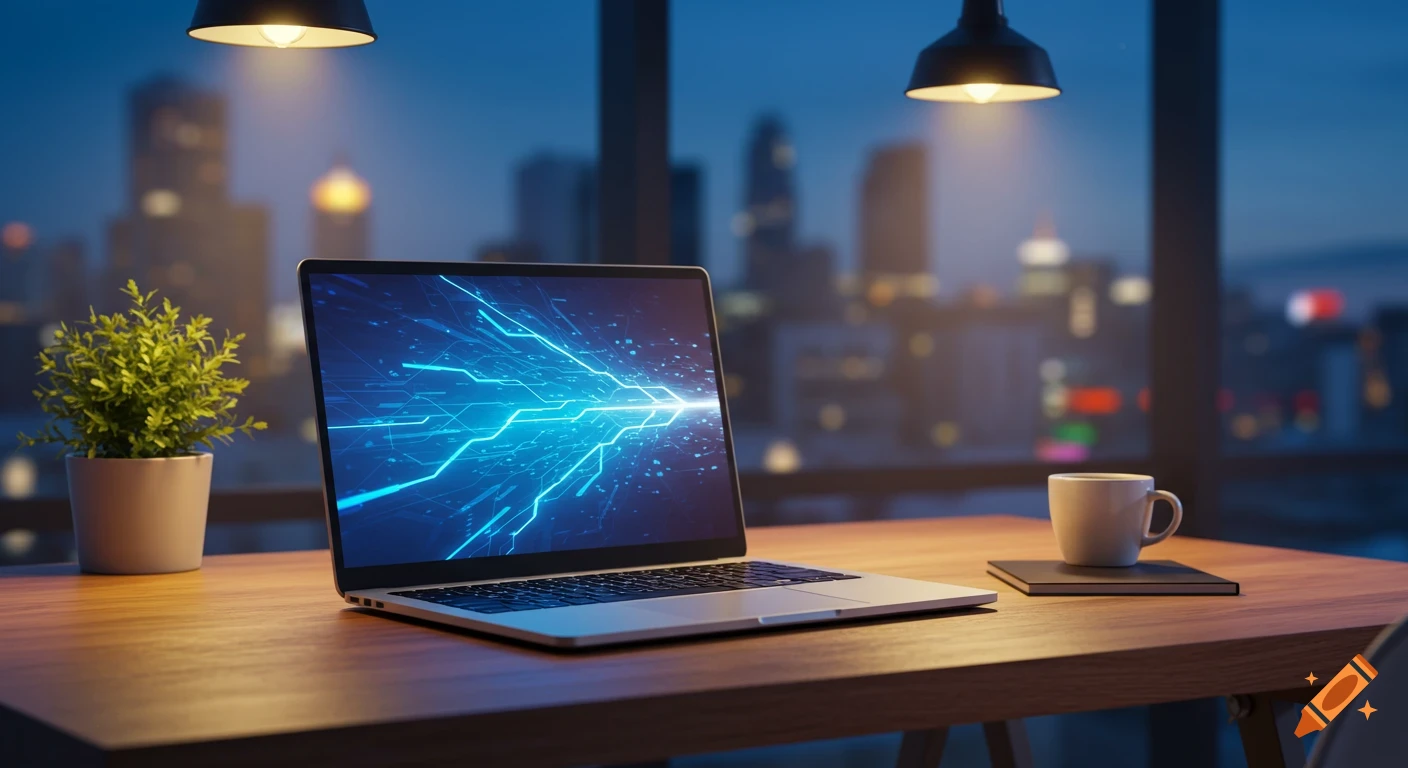 A dark, futuristic vault door with bright white and blue neon lights ...