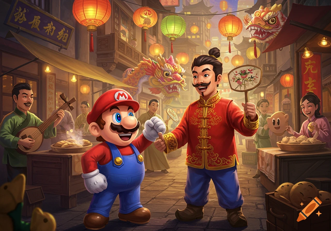 A festive Chinese restaurant entrance with a 'WELCOME December 26th 11: ...