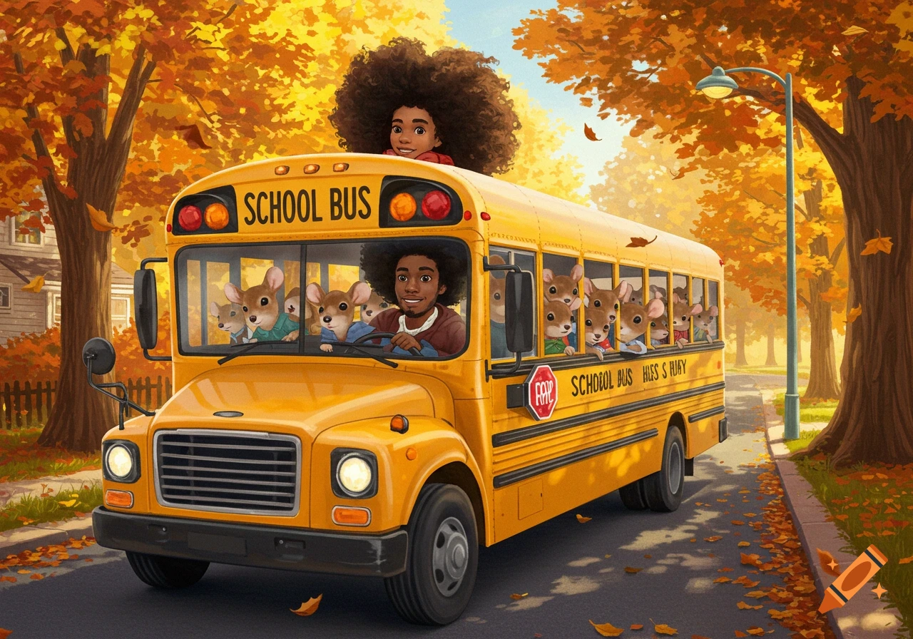 A colorful yellow school bus converted into a mobile bike shop, with a ...