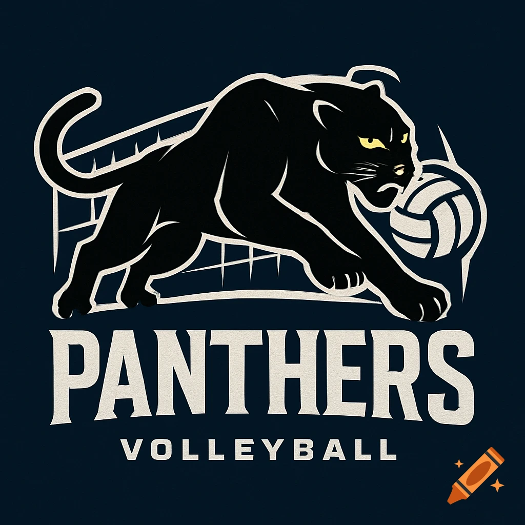 Volleyball team logo featuring a stylized blue and orange volleyball ...