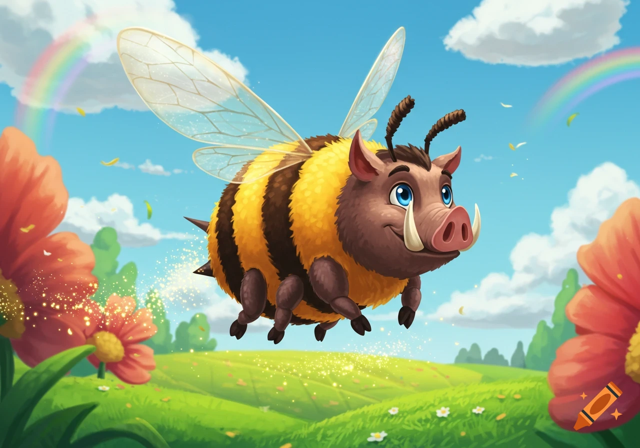 A whimsical cartoon bee with a hat and "VOTE FOR AUBREY" on its wings ...