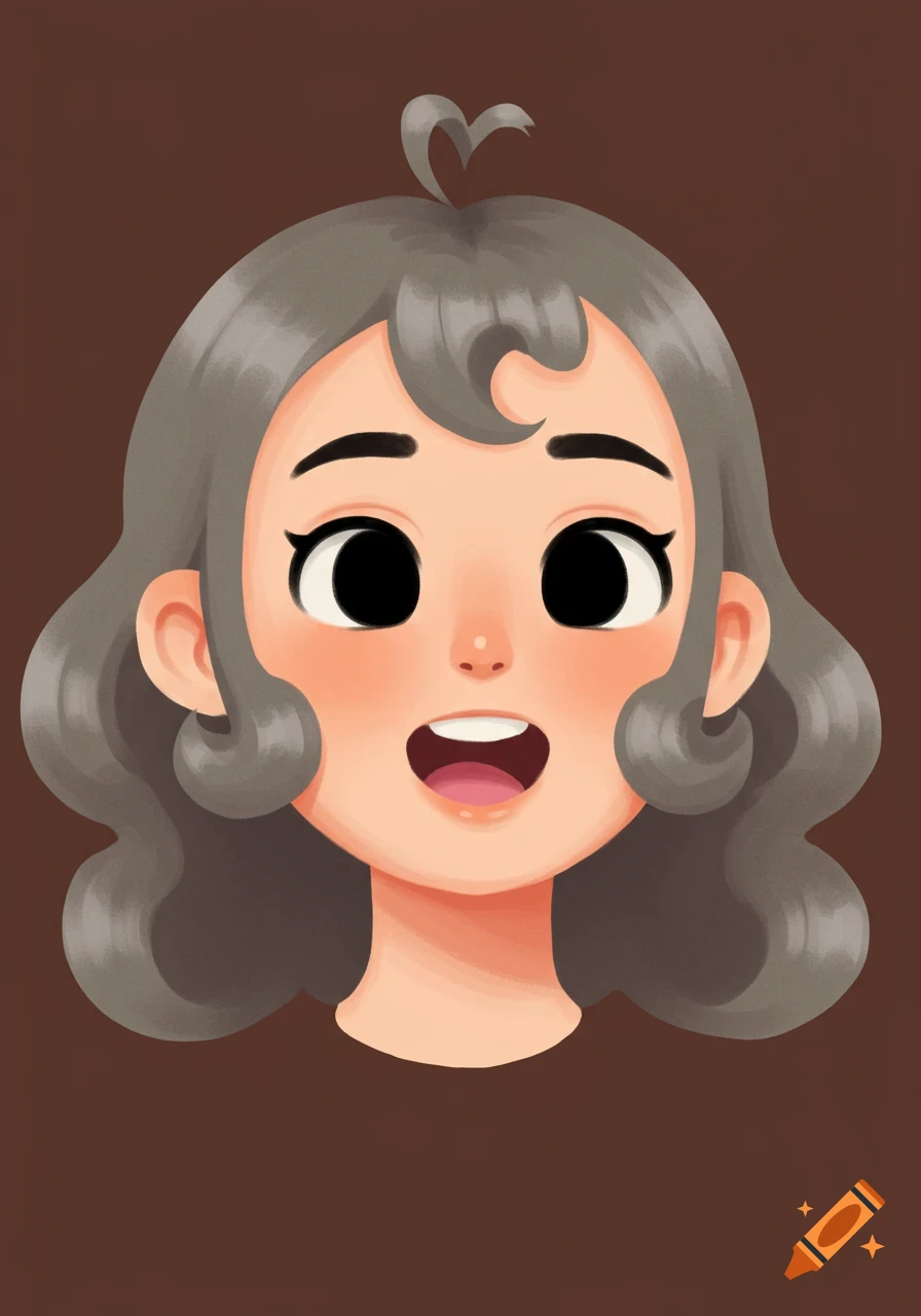 Cute cartoon illustration of a smiling older woman with grey, wavy ...