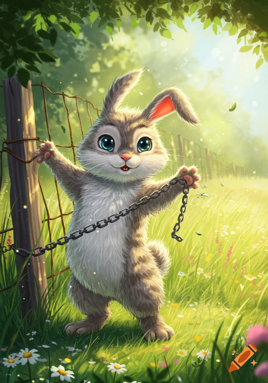 A whimsical cartoon creature with big eyes and a stick head eats an ...