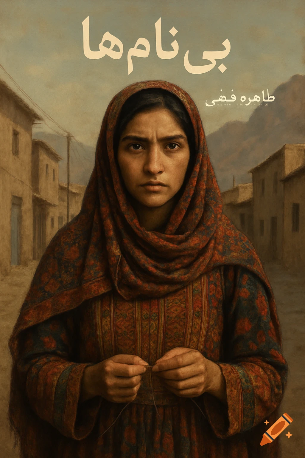 Cinematic poster with three young Iranian students walking determinedly ...