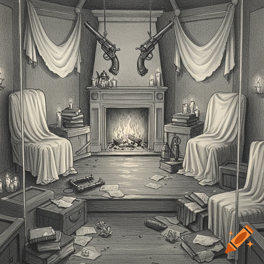 Black and white lino print of an old Irish bar scene with patrons ...