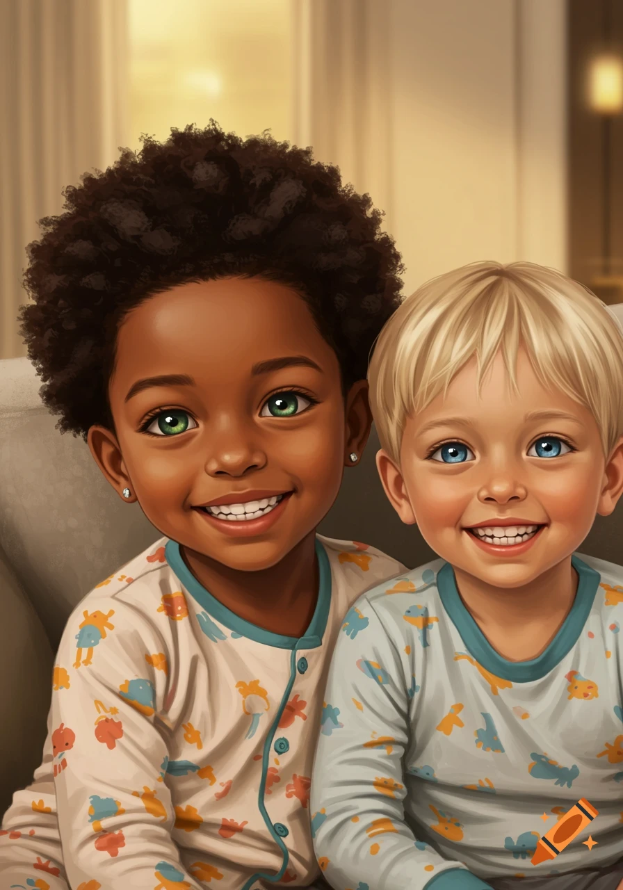 Two cartoon bald babies, one smiling and one frowning, wearing yellow ...