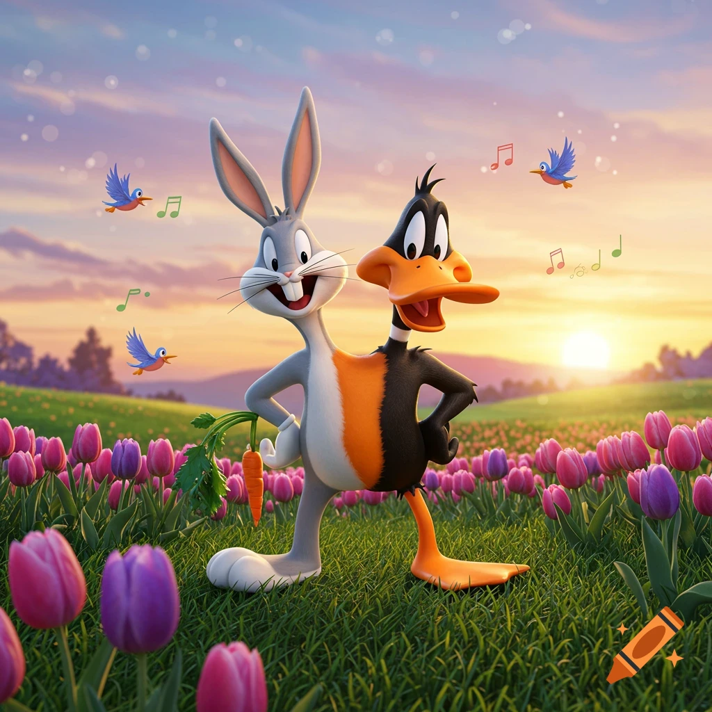 Sylvester the Cat stands in a brightly colored cartoon room, looking ...