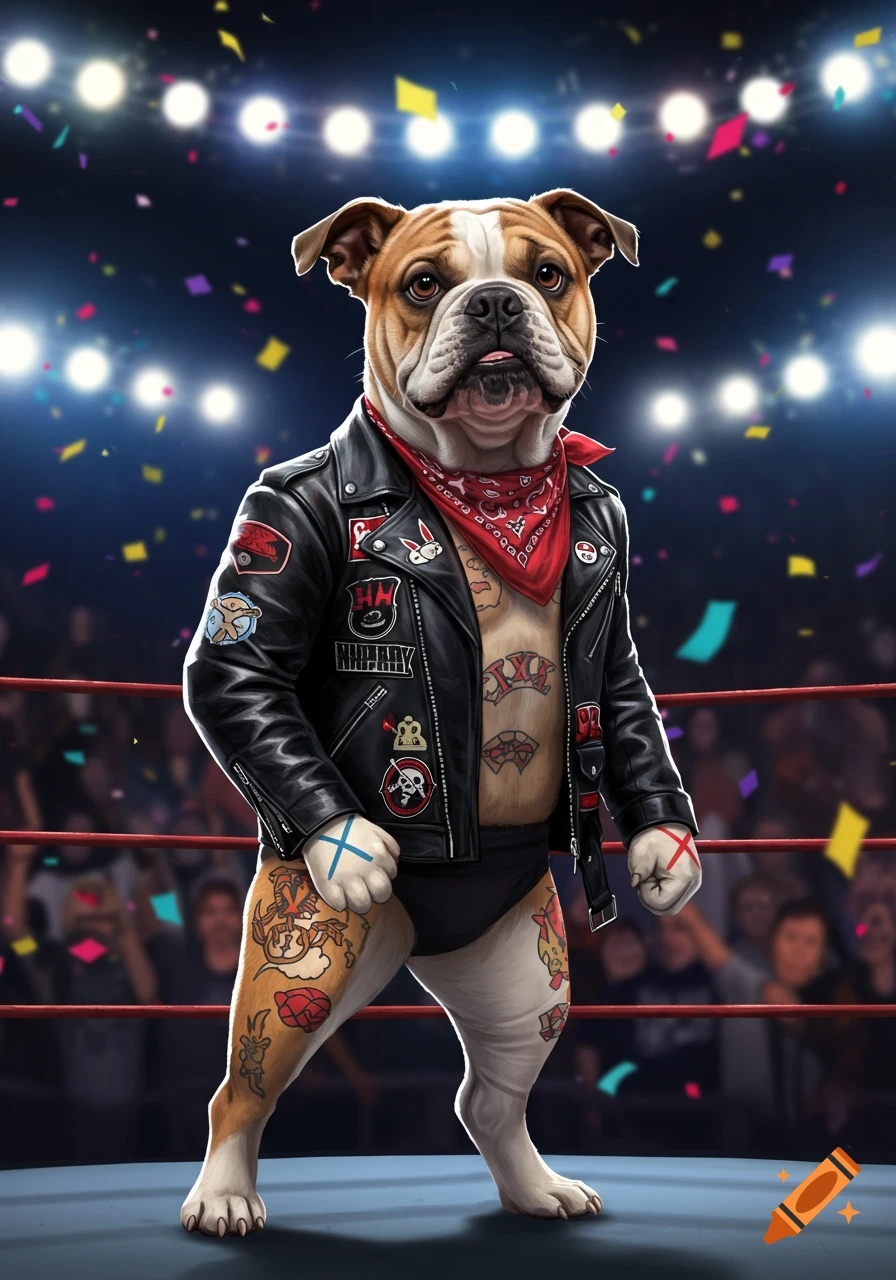 A cartoon muscular lemon man in wrestler gear, red bandana, and ...