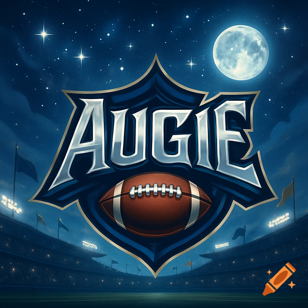 Fantasy football team logo featuring the word AUGIE, a football, and a ...