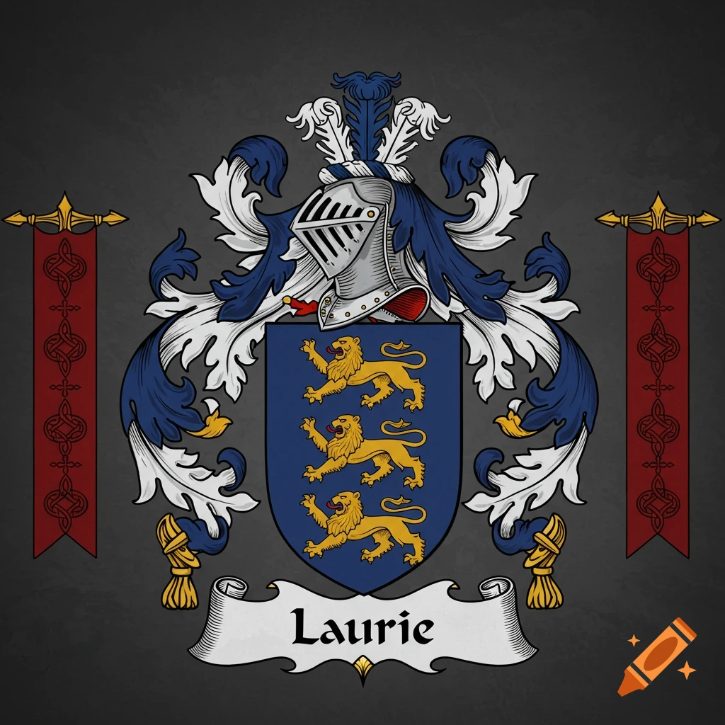 A heraldic coat of arms for SAUNERON-LOURY. The shield is blue and gold ...