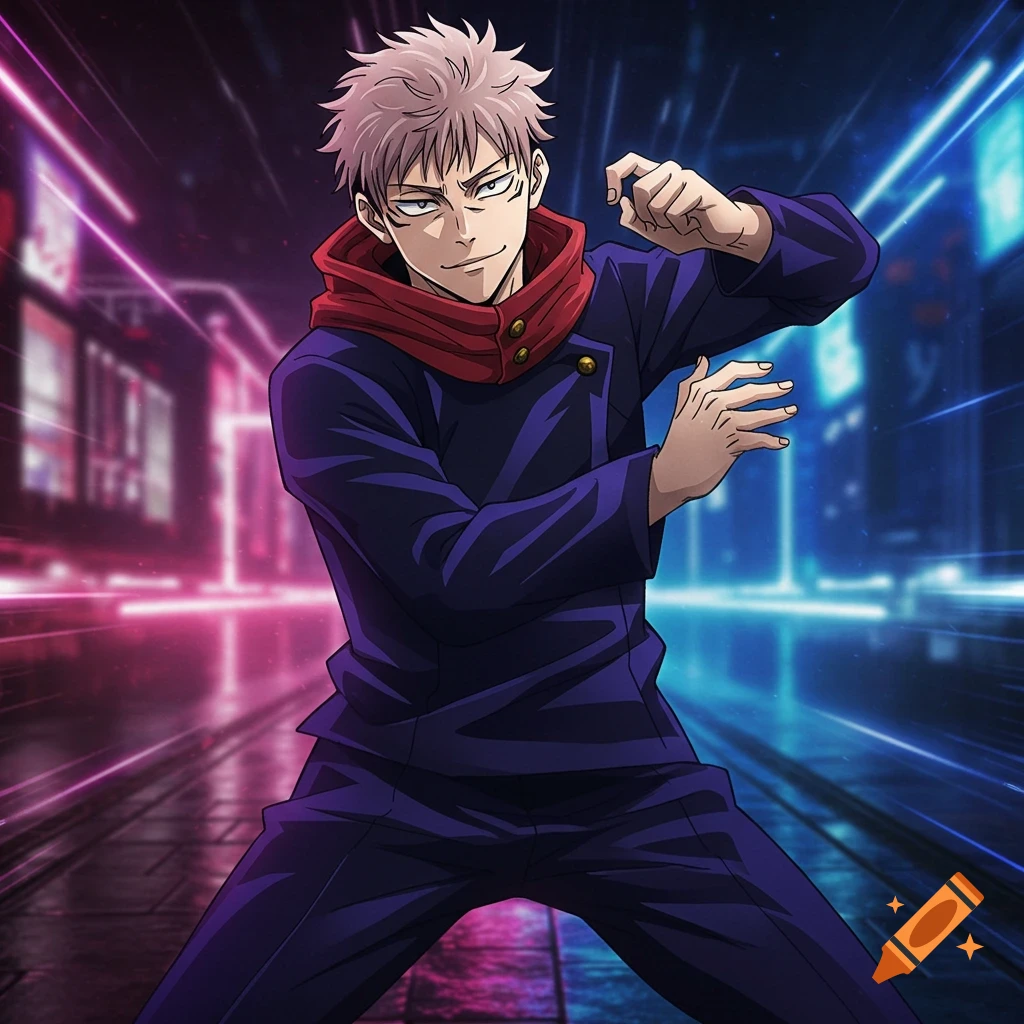 Full-body anime illustration of a pale punk male with spiky hair ...