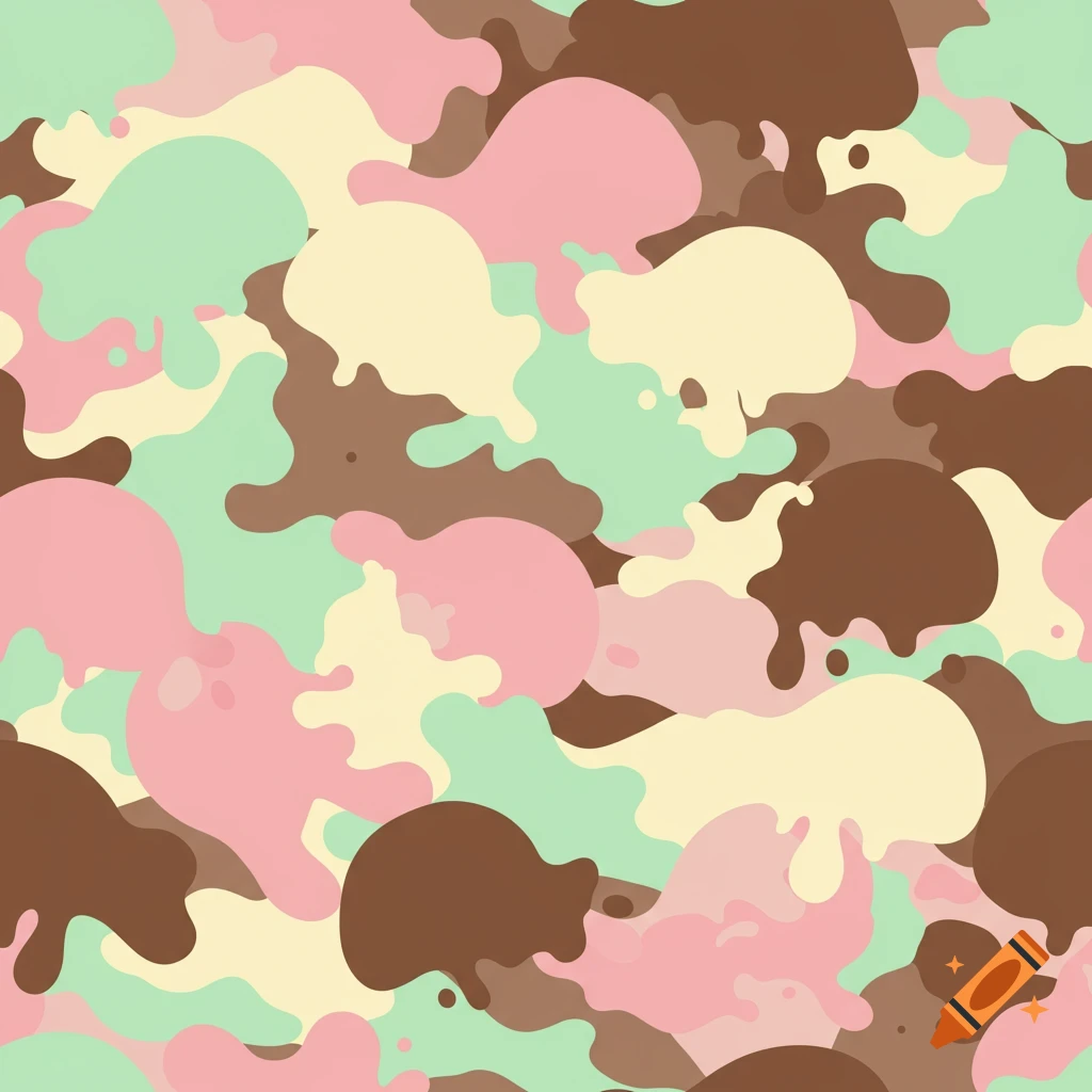 Seamless pastel ice cream camouflage pattern in mint green, vanilla ...