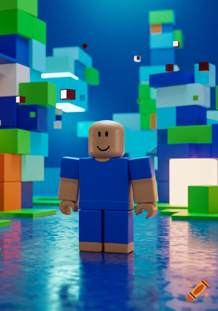 A 3D render of a headless Roblox-style character running on a red track ...