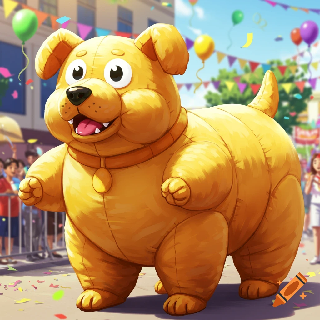 A muscular anthropomorphic yellow labrador in a red collar and black ...