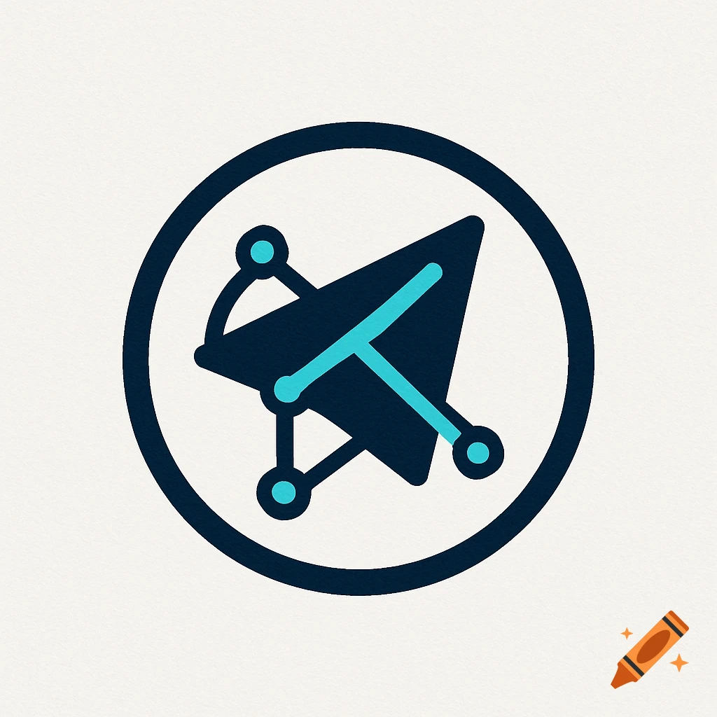 Minimalist red devil figure curled up inside a white circle on a white ...