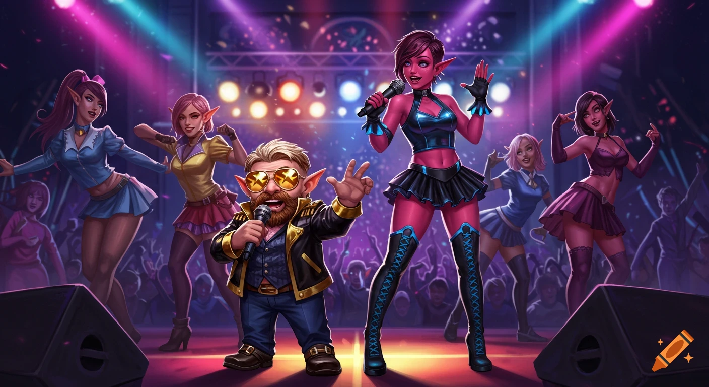 An illustration of a woman in Y2K fashion, wearing a metallic silver ...