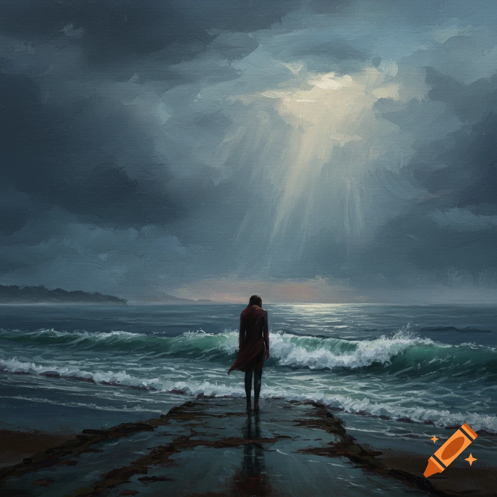 A grayscale pencil drawing of a woman's silhouette with long, flowing ...