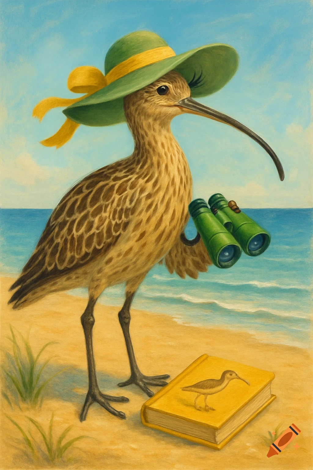 An illustration of a pigeon wearing a black top hat and a name tag ...