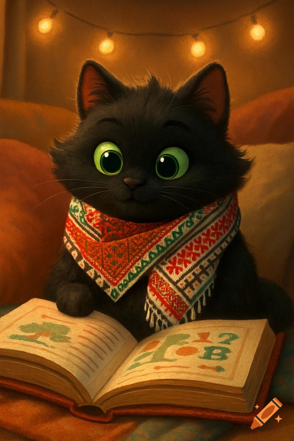 A photorealistic white cat with blue eyes acts as a news anchor ...