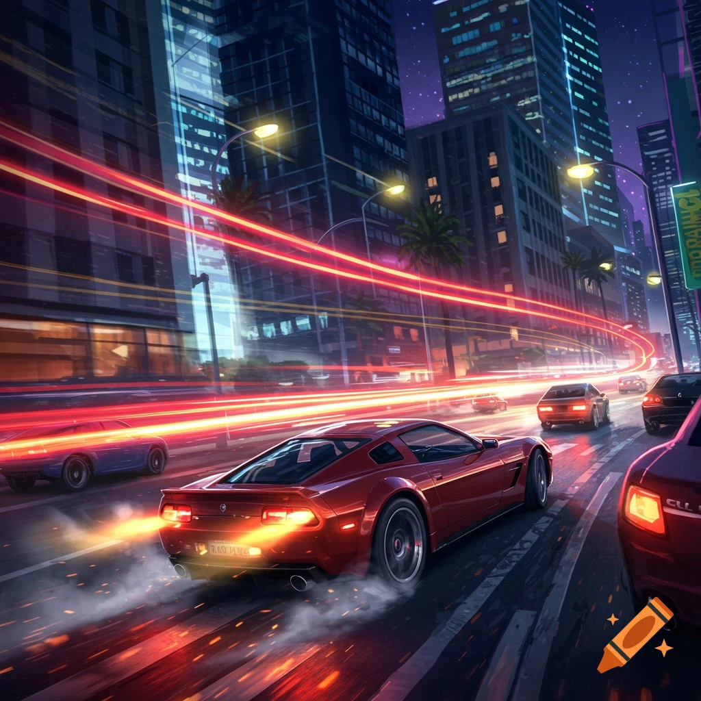 A cartoon hand draws a white supercar outline with a red windshield on ...