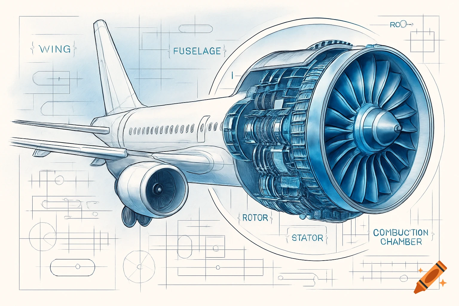 Overhead diagram of an aircraft with fuselage, buttock, and water ...