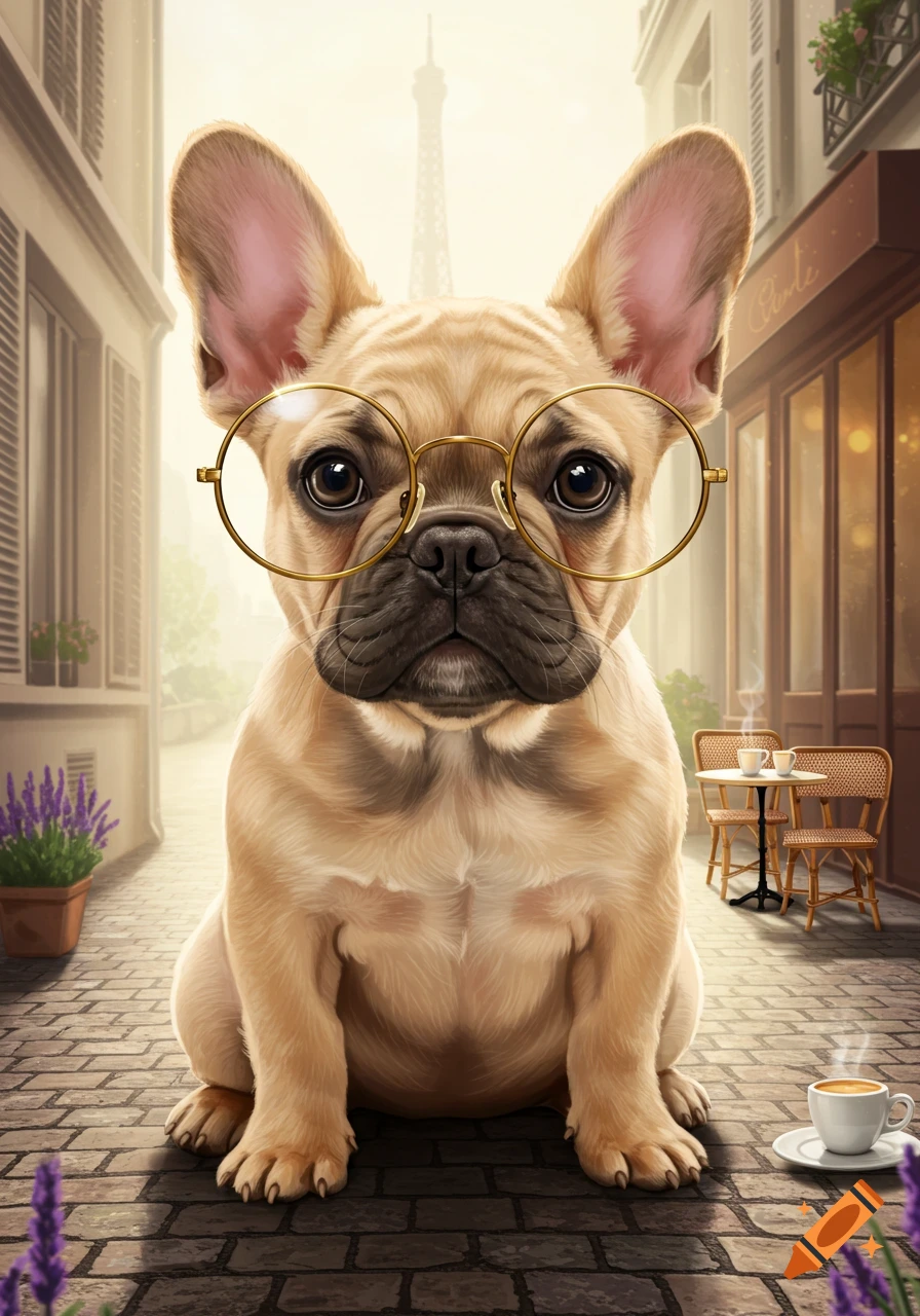 A light brown French Bulldog puppy looks up at a human hand holding a ...