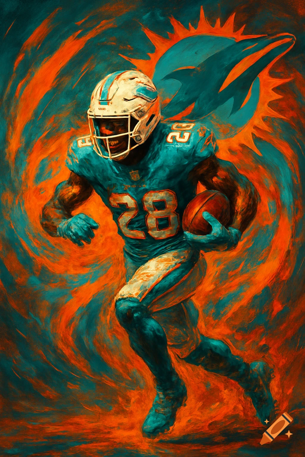 A cartoonish turtle wearing a red football helmet and a red jersey with ...