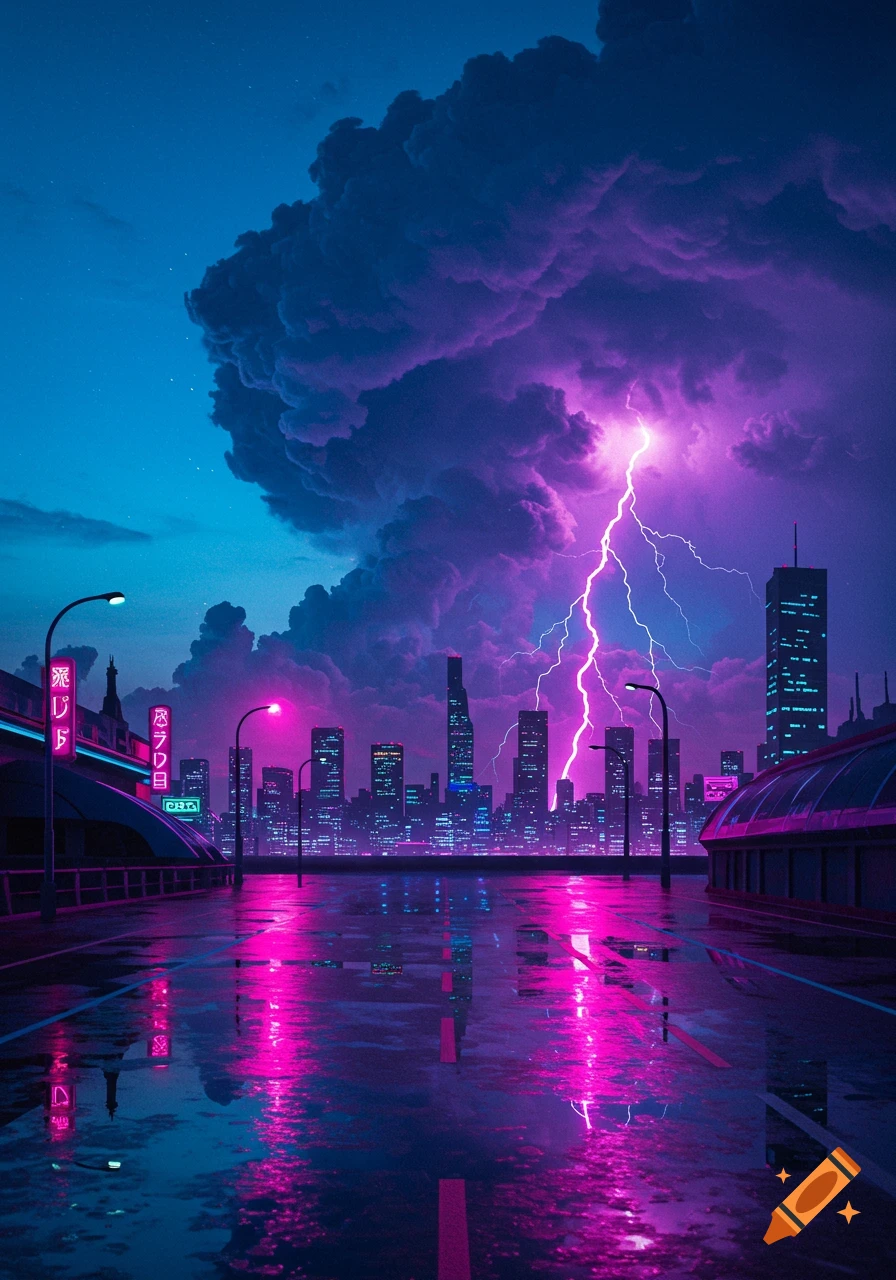 Fantastical storm with a glowing purple and blue vortex, lightning ...