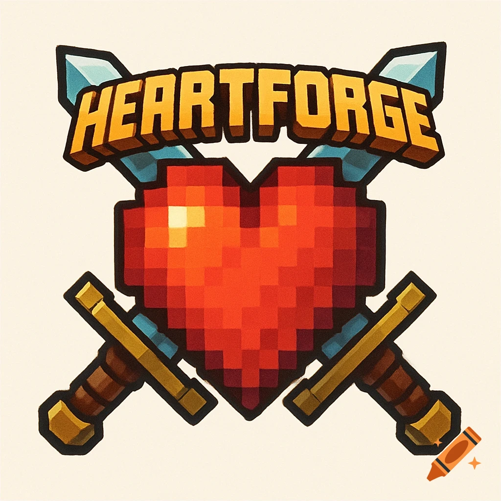 A vibrant Minecraft-style game logo featuring a crossed pixelated diamond sword and pickaxe ...