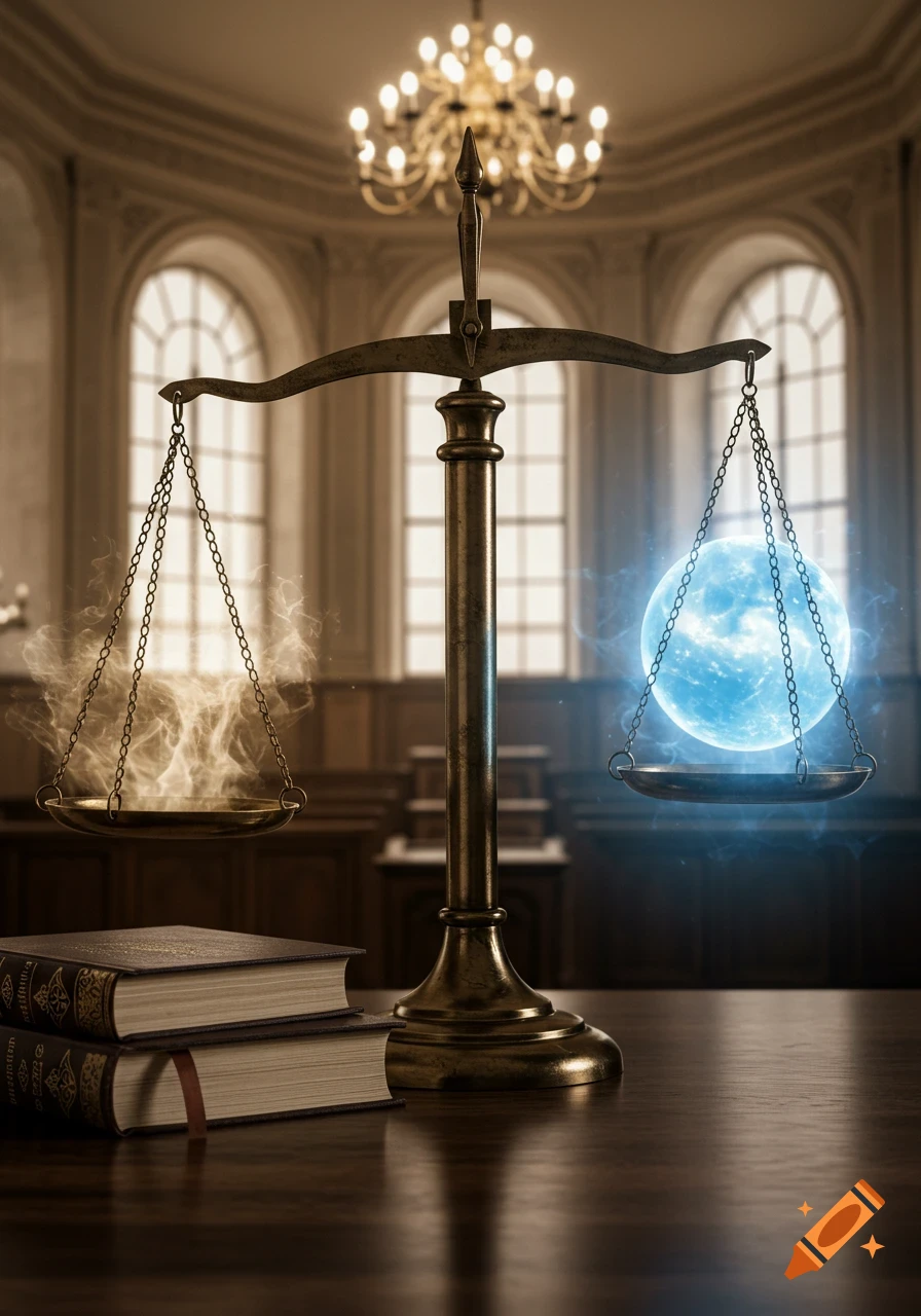 A bronze scale balancing a capitol building and a briefcase on a marble ...