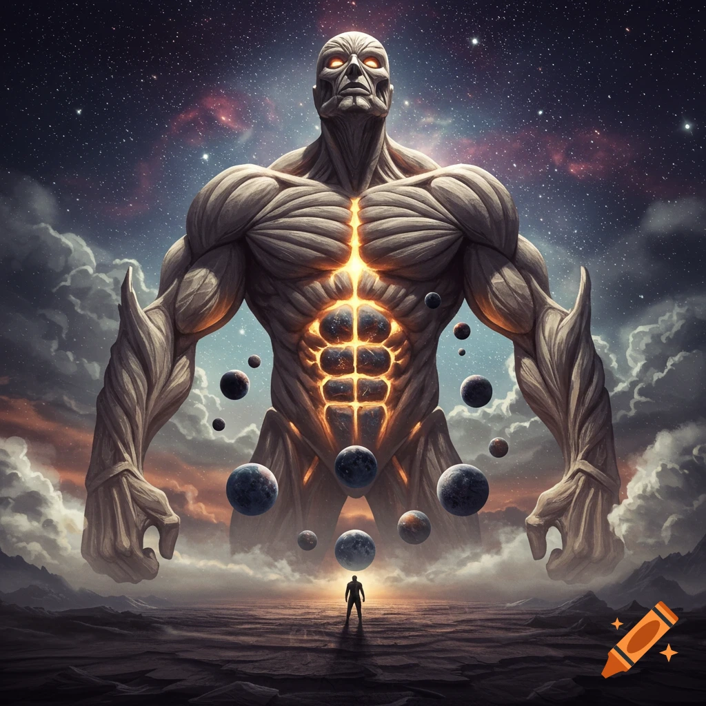 A hyper-muscular old man with a white beard, wearing a loincloth and ...