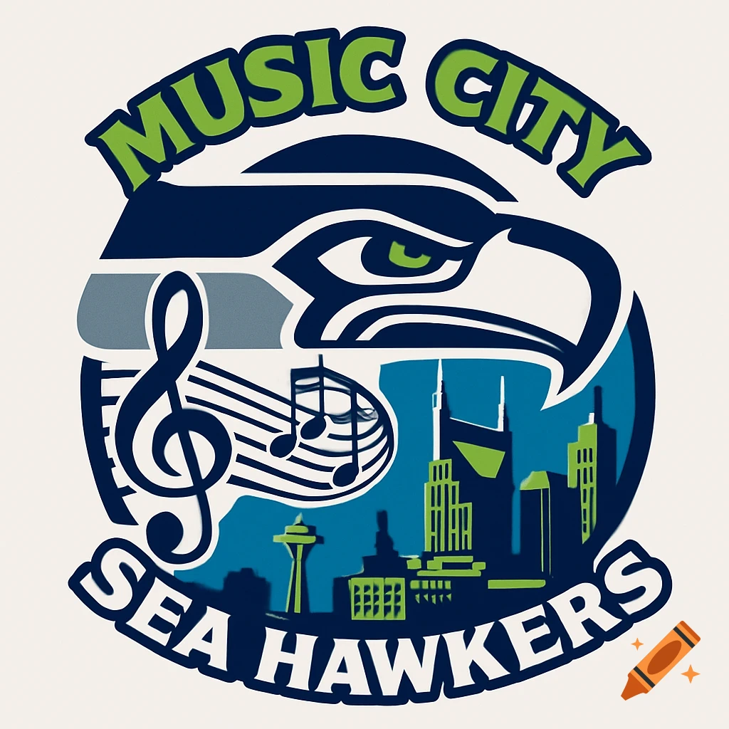 Logo for Music City Sea Hawkers featuring a Seattle Seahawks hawk head ...