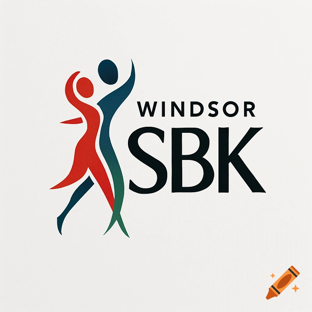 Logo for Windsor SBK with two abstract dancing figures, one red and one ...