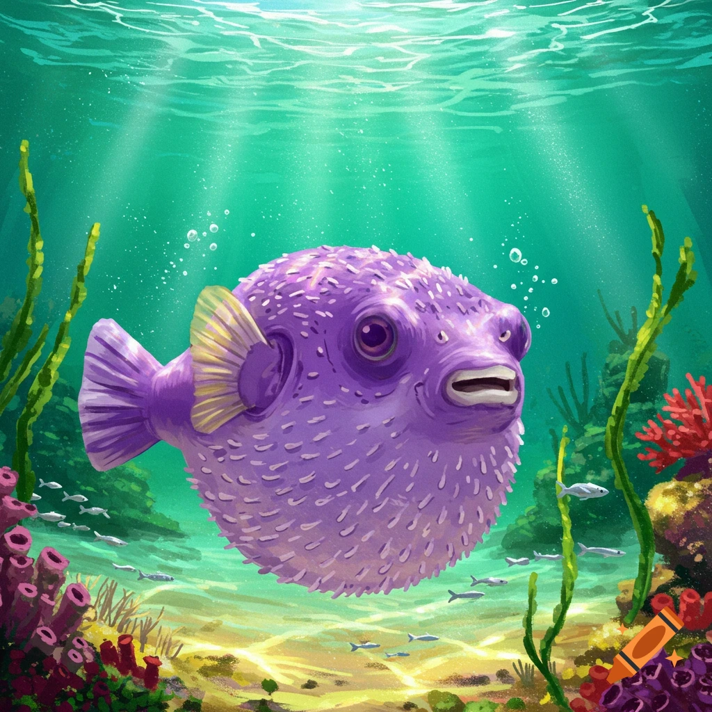 Puffer+fish+cartoon+gif created on Craiyon