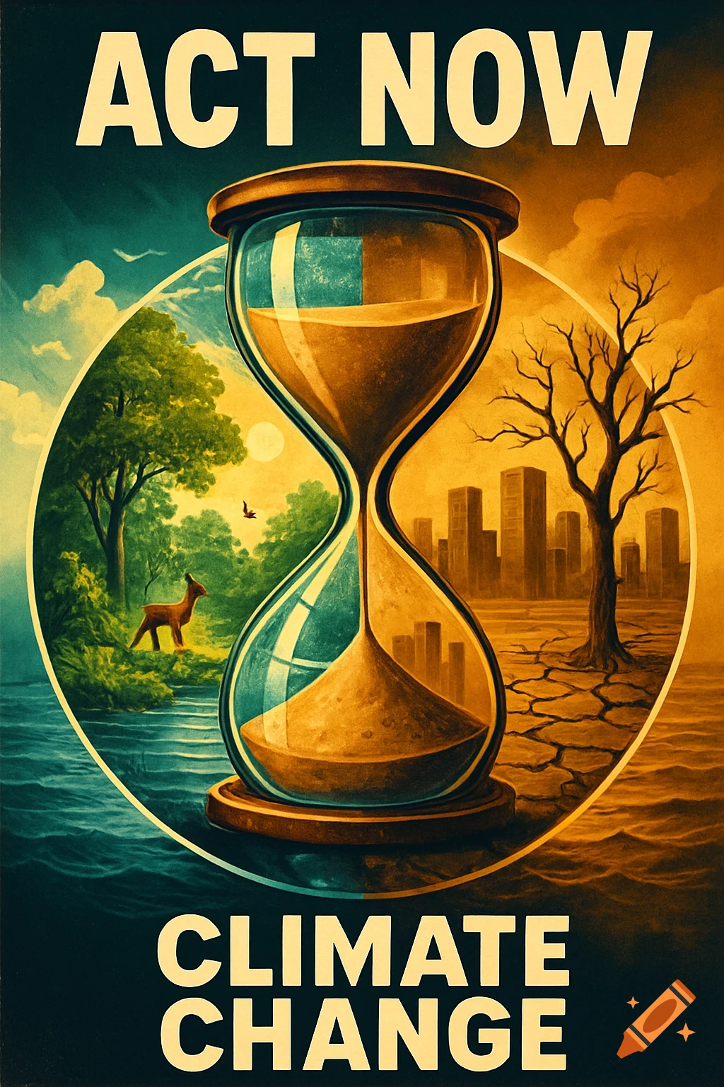 Poster for climate change showing a dying plant in cracked earth under ...