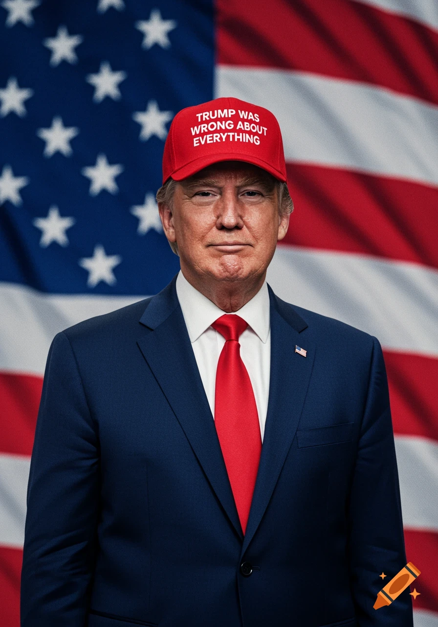 Photorealistic portrait of Donald Trump wearing a taco on his head with ...