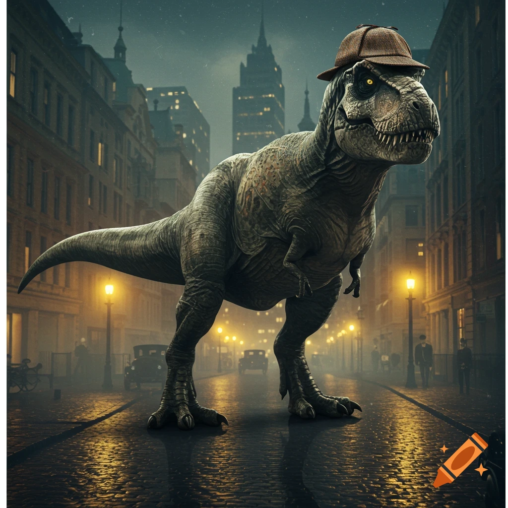 Cave painting of a Tyrannosaurus Rex riding a bicycle on Craiyon