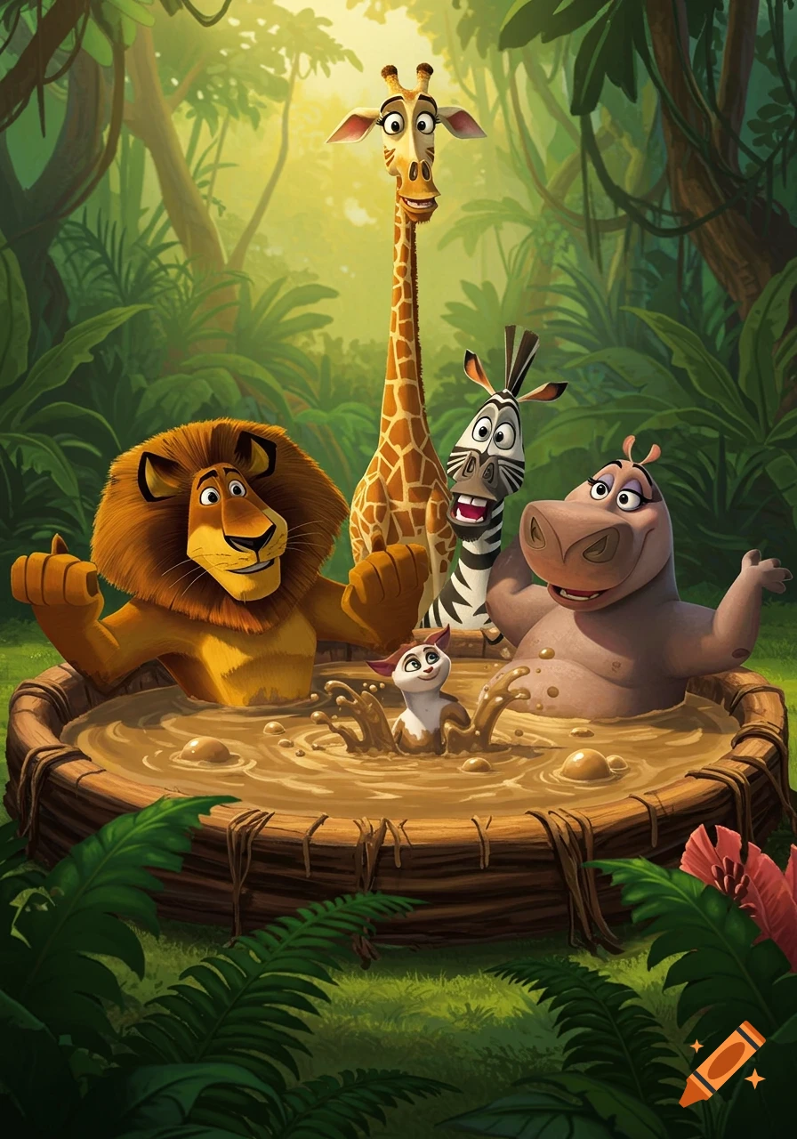 Dreamworks Madagascar characters Alex, Marty, Melman, Gloria, and Mort ...