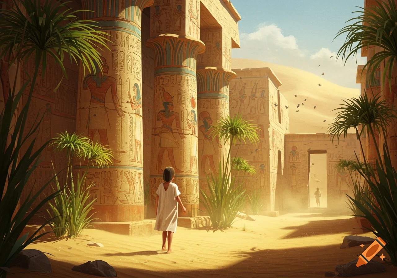 Fantasy scene with ancient landmarks like pyramids and the Colosseum, a ...