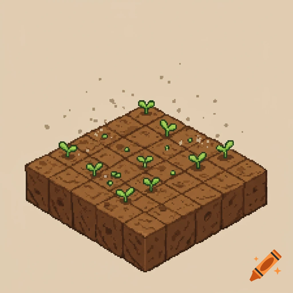 A pixel art Minecraft dirt block with green grass on top. on Craiyon