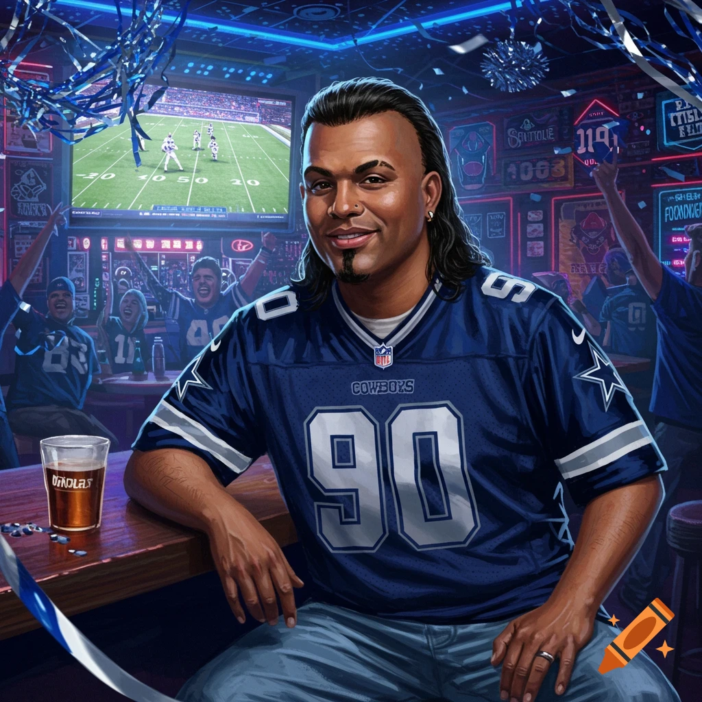 Dak Prescott and Rowdy the mascot on a football field. The Cowboys ...