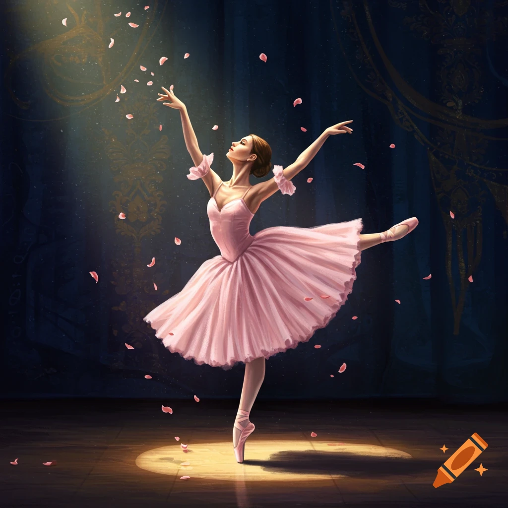 Painting of a black ballerina in a dramatic pose on Craiyon