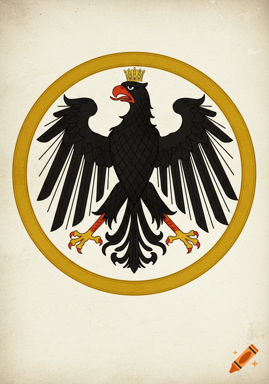 A vintage-style certificate with an ornate gold frame and an imperial ...