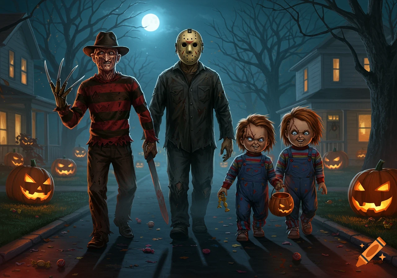 Stylized Stranger Things poster with kids on bikes, a Demogorgon ...