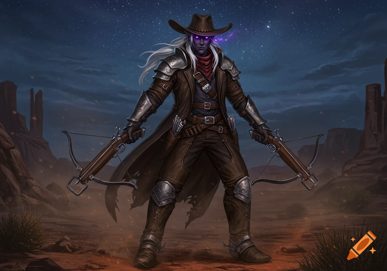 A pale-skinned man with long silver hair, glowing blue eyes, and a ...