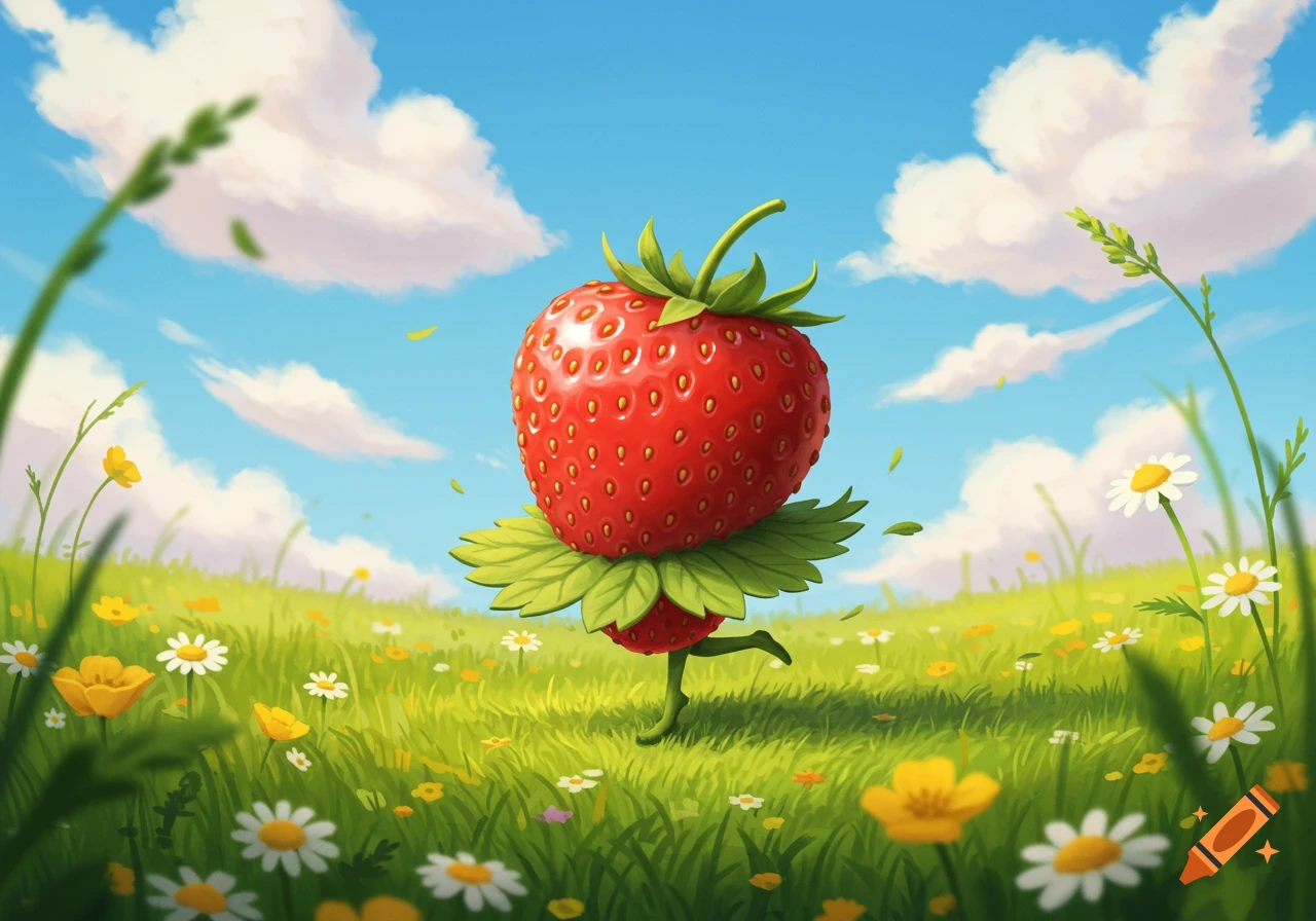 Vibrant cartoon orchard with a path, trees full of large apples ...