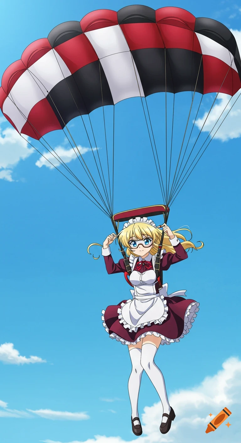 Anime girl with black pigtails, white tank top, and American flag ...