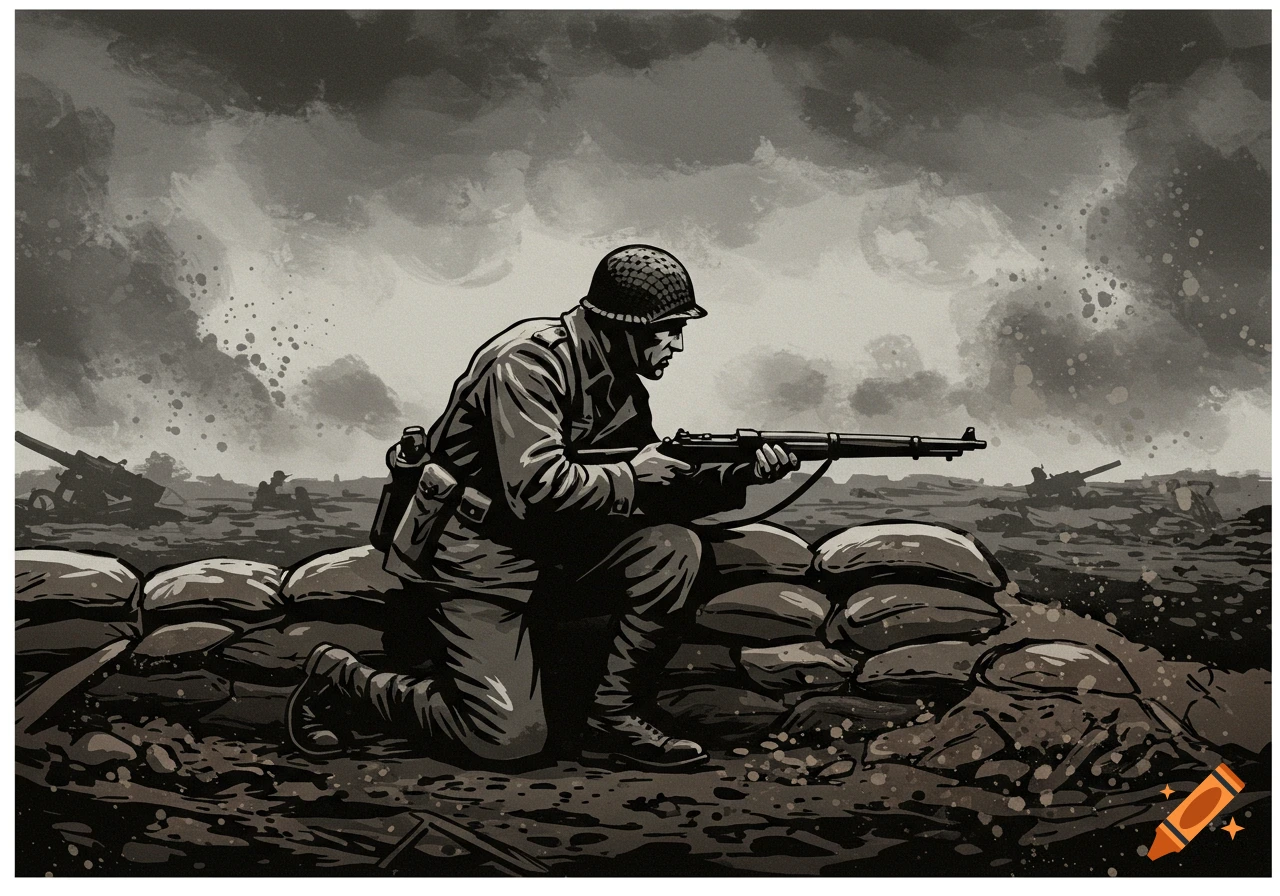 Comic book style illustration of an AK-47 assault rifle firing, with ...